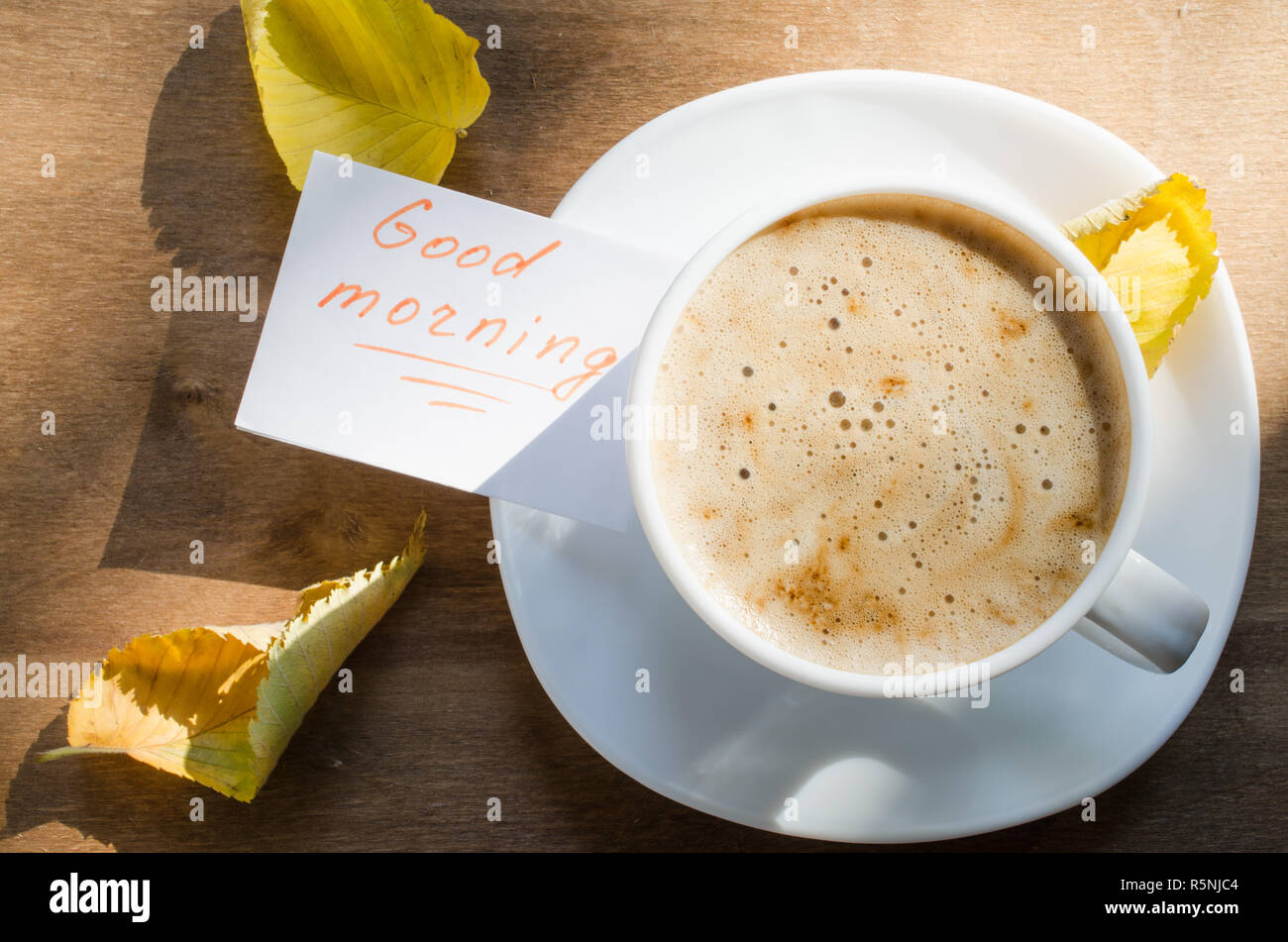 Coffee latte and the Inscription Good Morning Stock Photo - Alamy