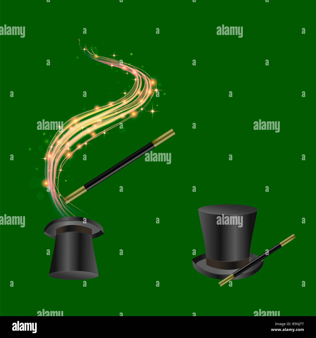 Realistic Magic Wand and Hat Stock Photo - Alamy