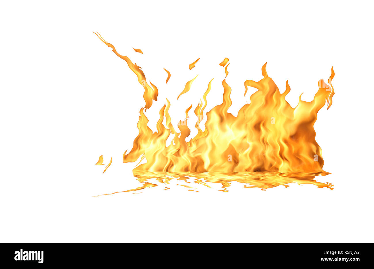 Single fire flame isolated on white background with clipping path Stock ...