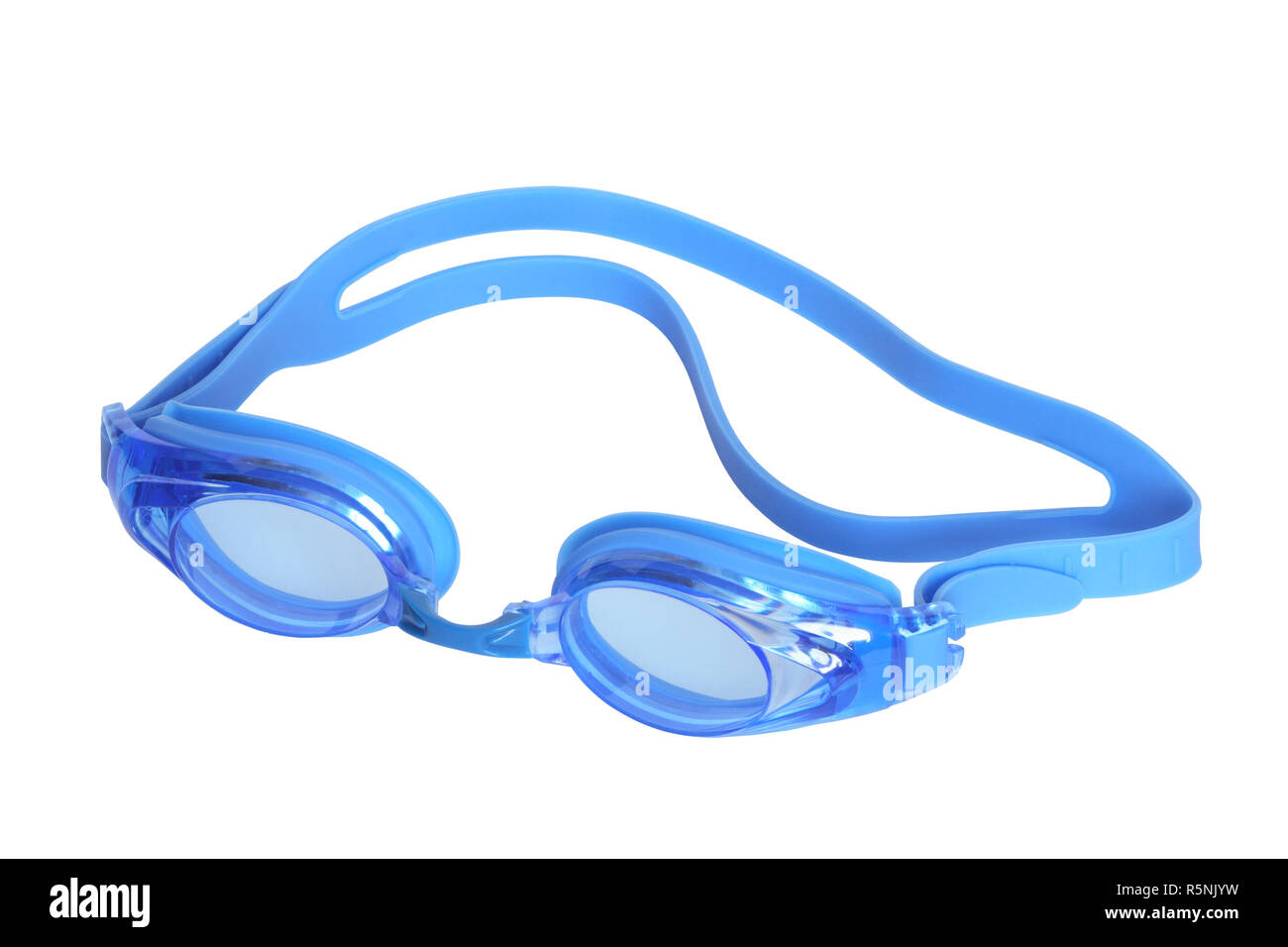 Blue swimming goggles isolated on white background with clipping path ...
