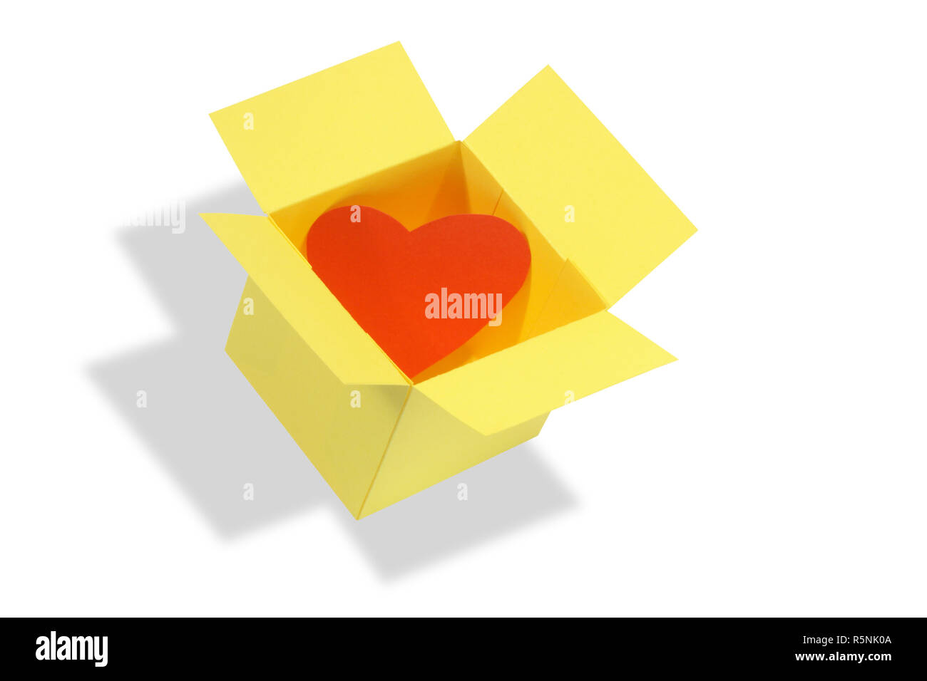 Yellow love open gift box hi-res stock photography and images - Alamy