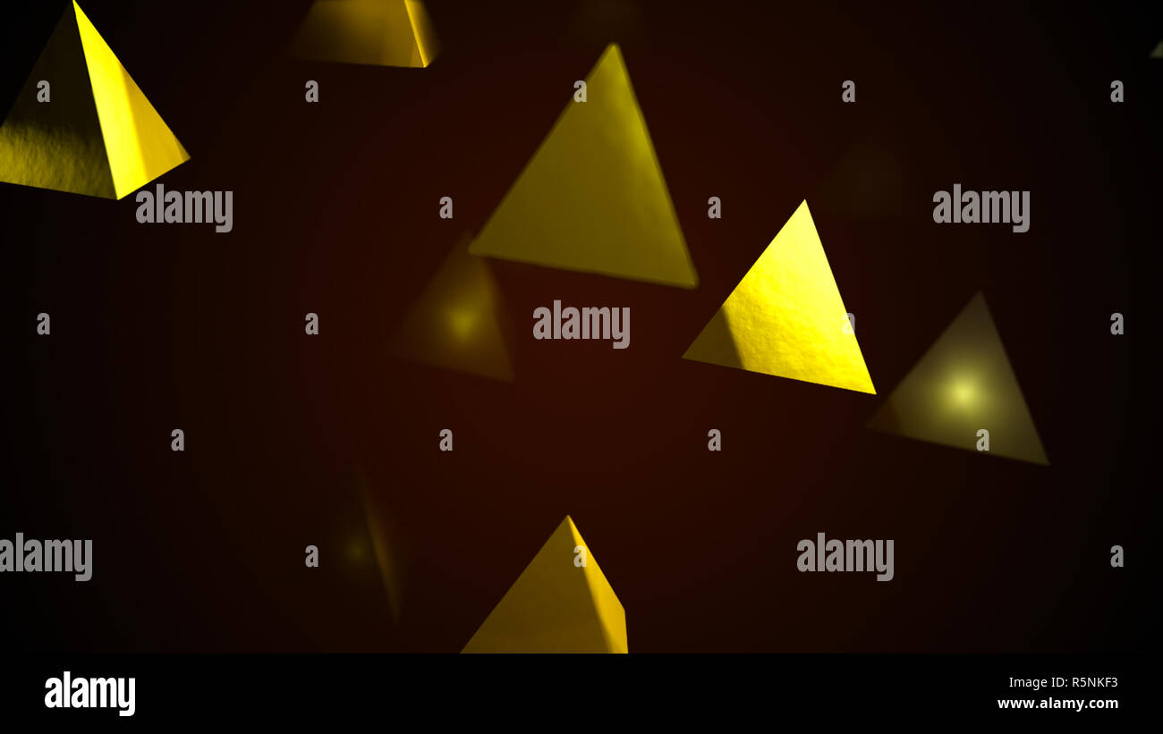 Abstract background with golden pyramids. Digital backdrop Stock Photo ...