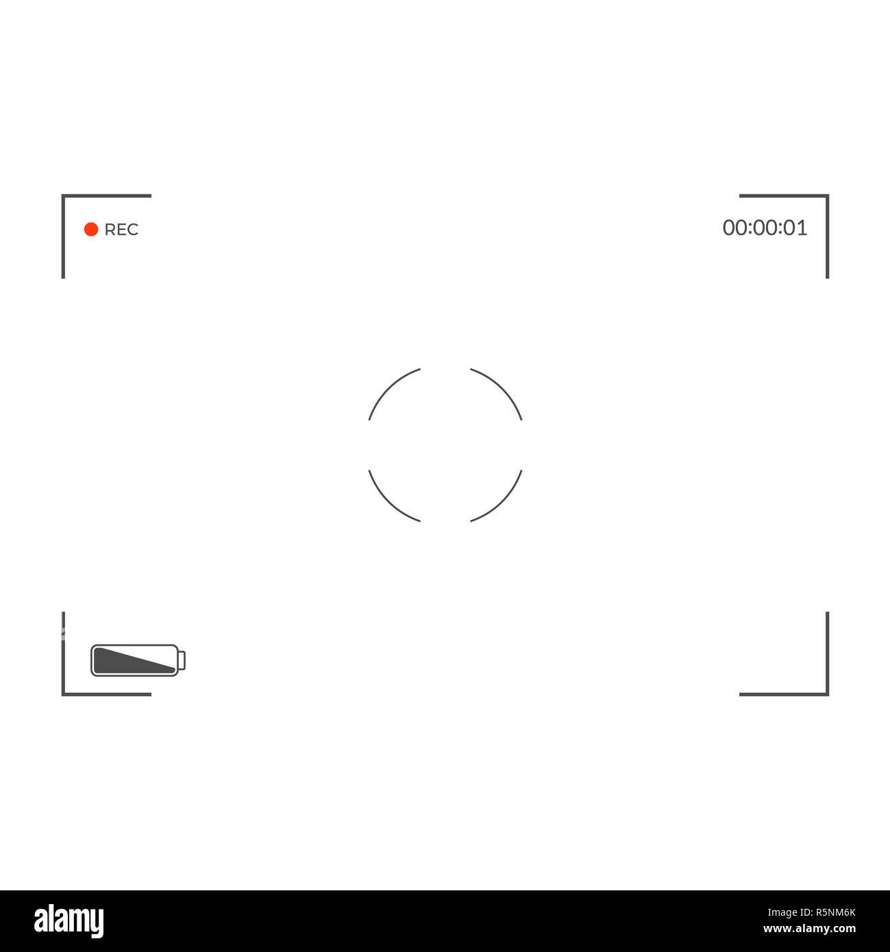 White and black viewfinder camera recording. Modern camera focusing ...