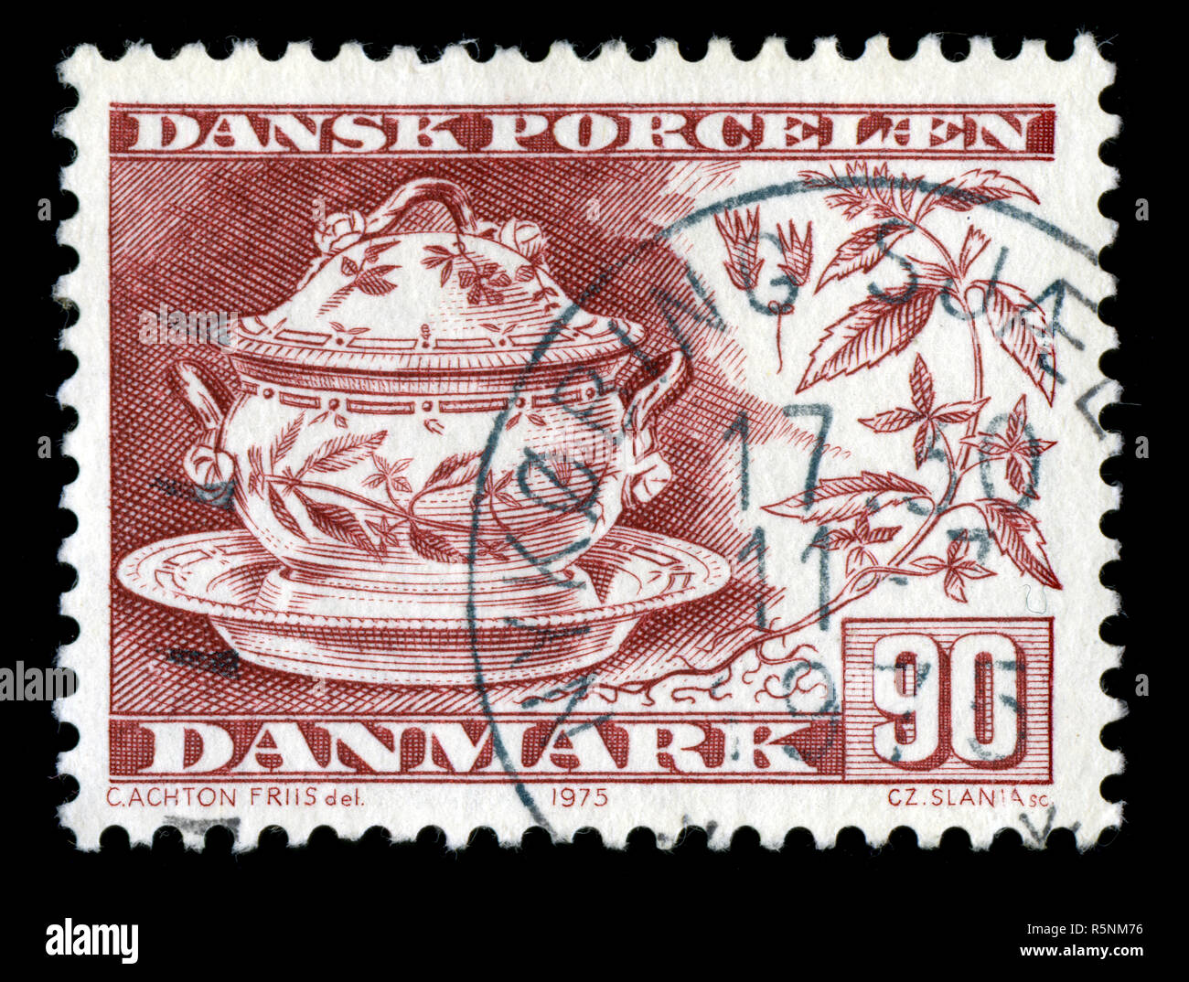 Postage stamp from Denmark in the Porcelain series issued in 1975 Stock ...