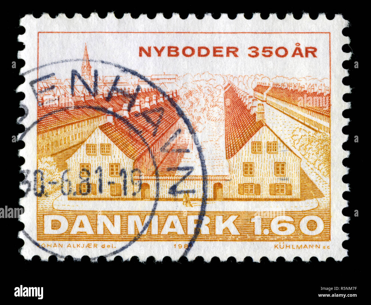 Postage stamp from Denmark in the Nyboder (Naval Barracks), Copenhagen ...