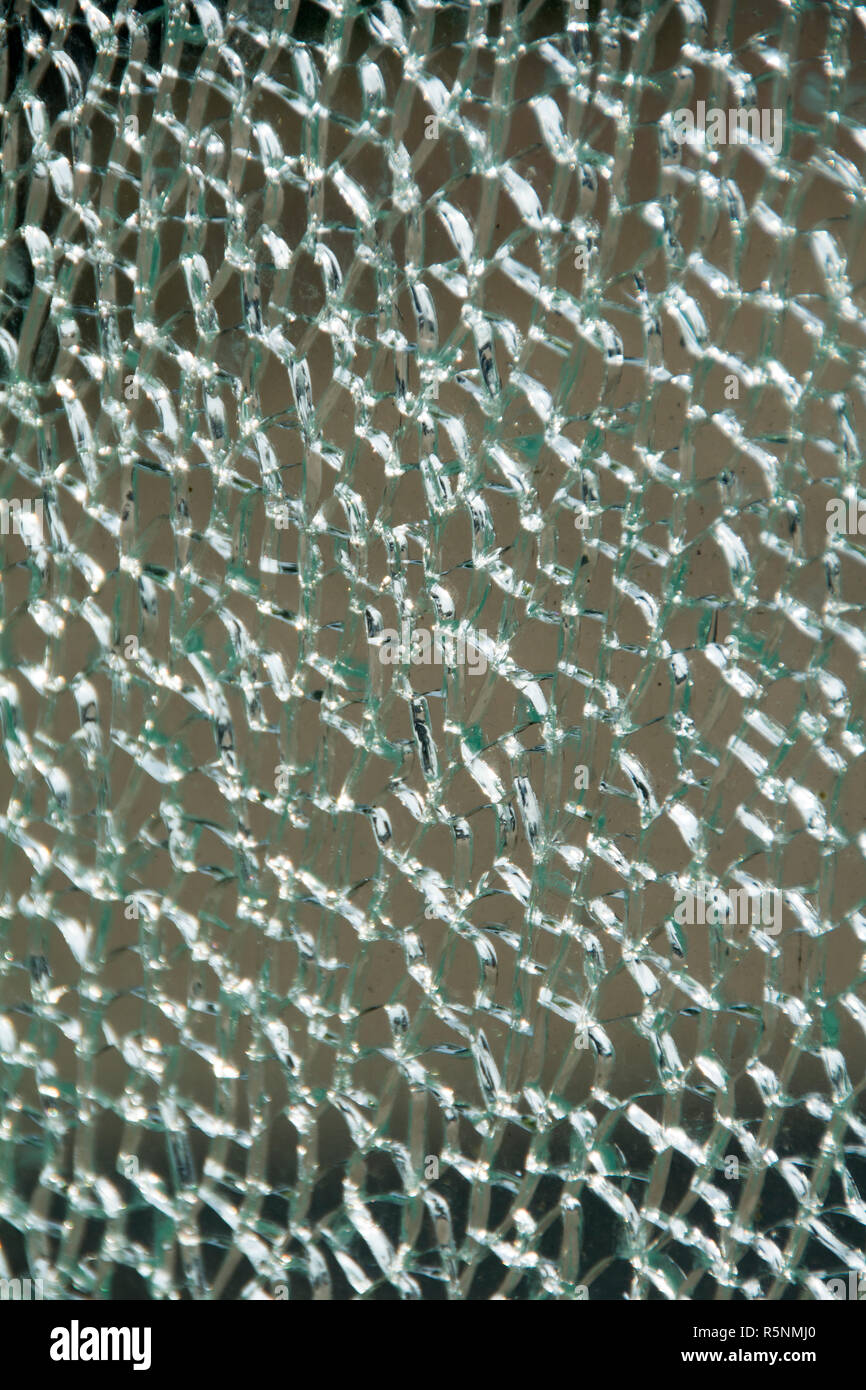 glass breakage at safety glass Stock Photo - Alamy