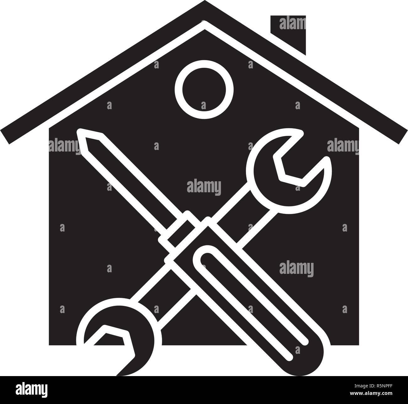 Repairs black icon, vector sign on isolated background. Repairs concept ...