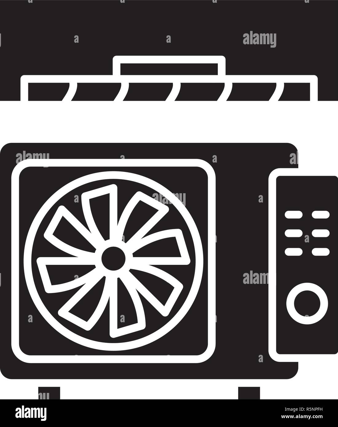 Air conditioning black icon, vector sign on isolated background. Air ...
