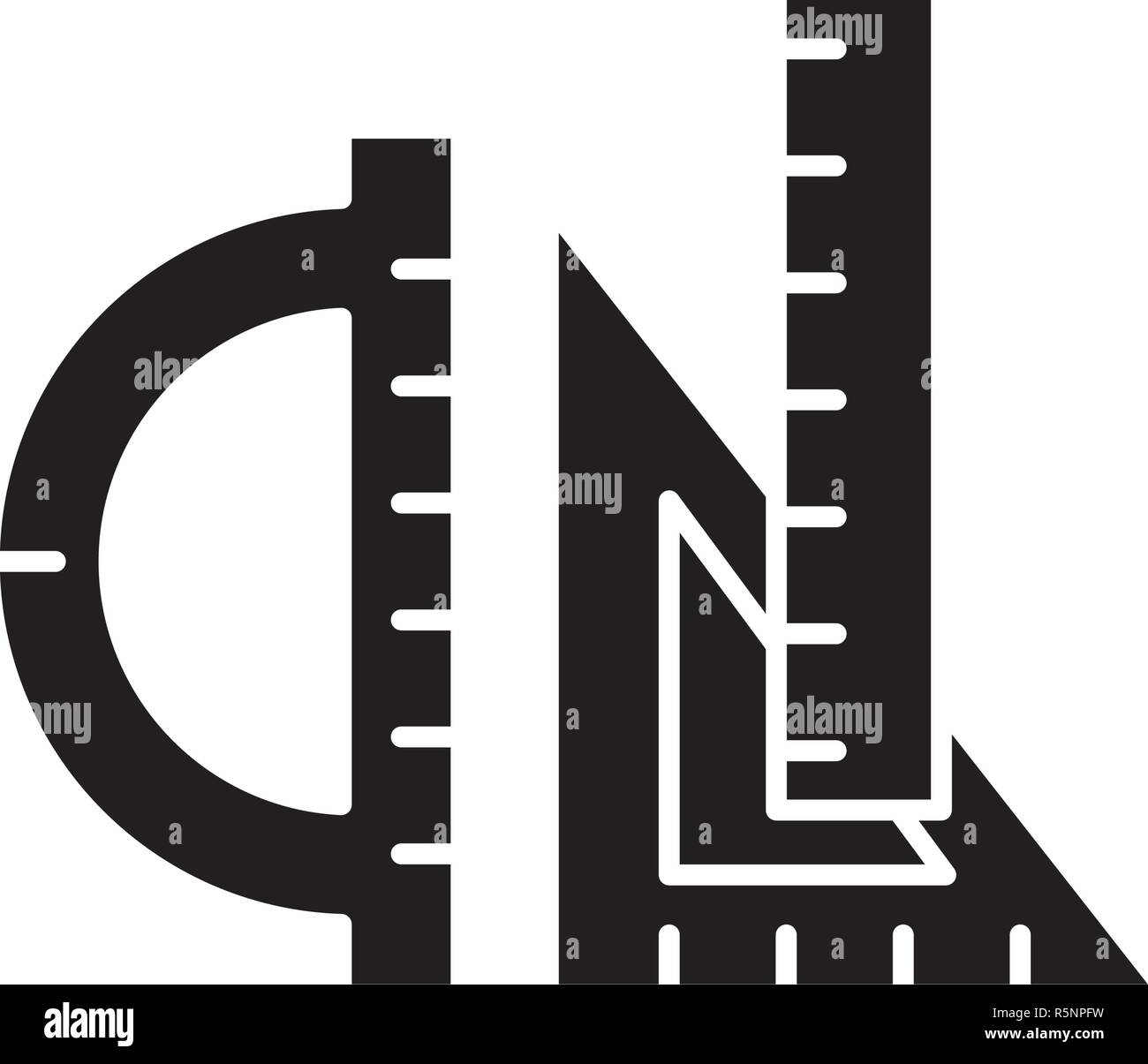 Rulers black icon, vector sign on isolated background. Rulers concept ...