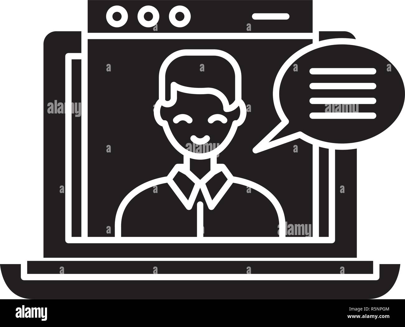 Online video course black icon, vector sign on isolated background ...