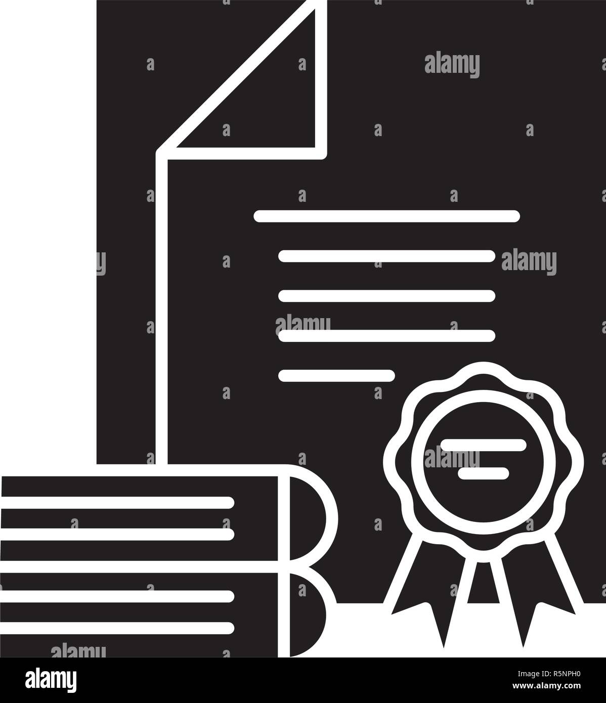 Certification black icon, vector sign on isolated background ...