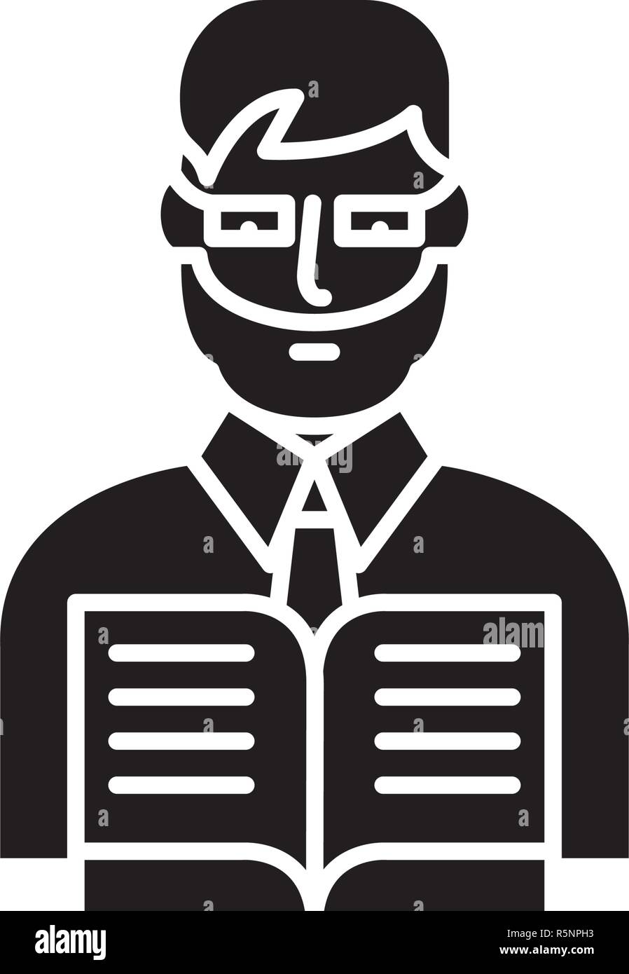 Teacher black icon, vector sign on isolated background. Teacher concept ...