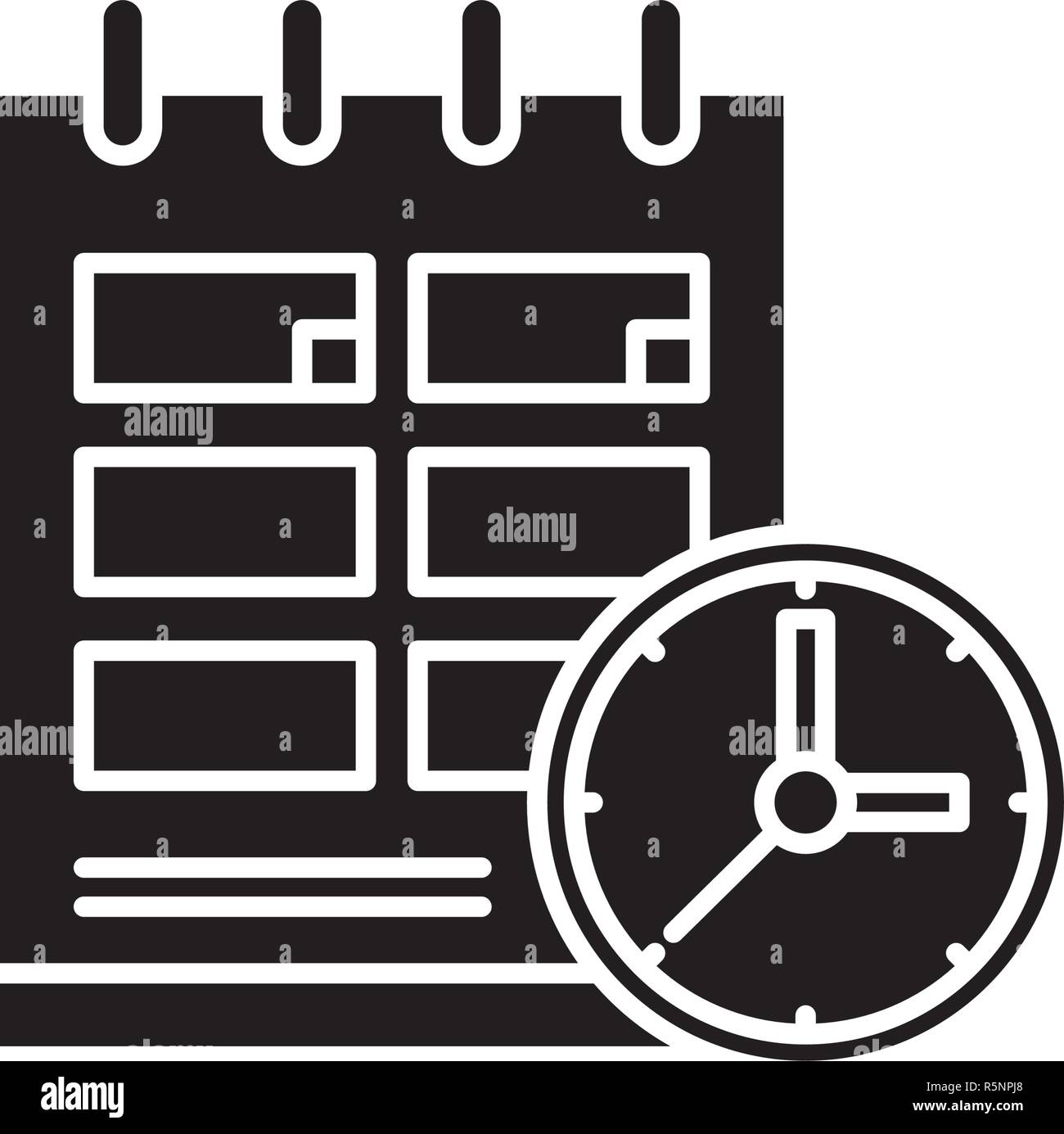 Schedule black icon, vector sign on isolated background. Schedule ...