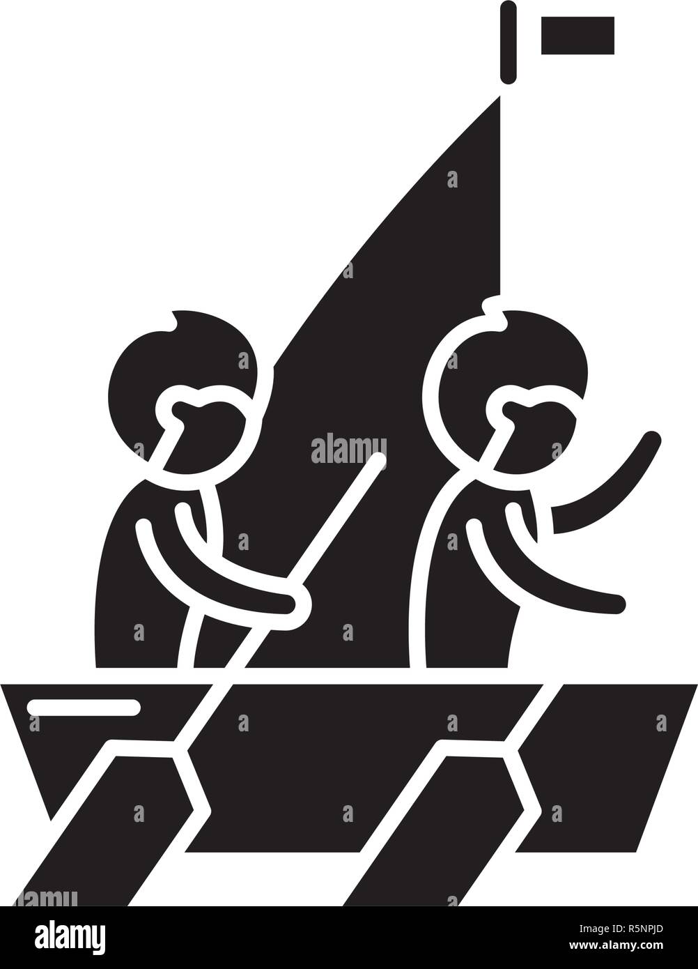 Group motivation black icon, vector sign on isolated background. Group ...