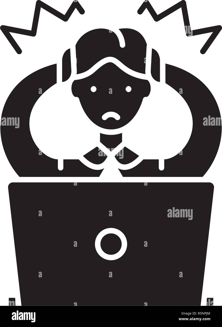 Wrong decision black icon, vector sign on isolated background. Wrong ...