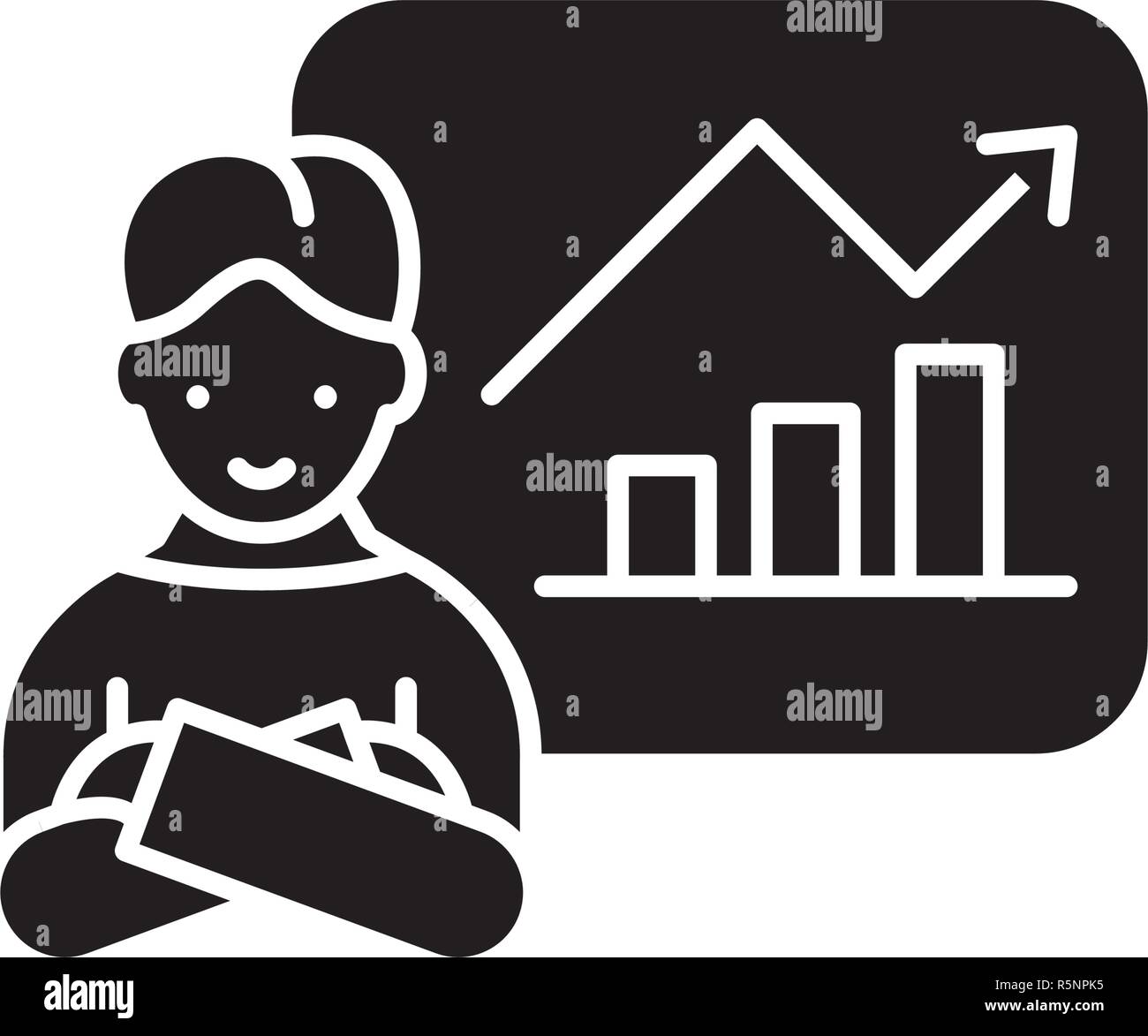 Company progress black icon, vector sign on isolated background ...