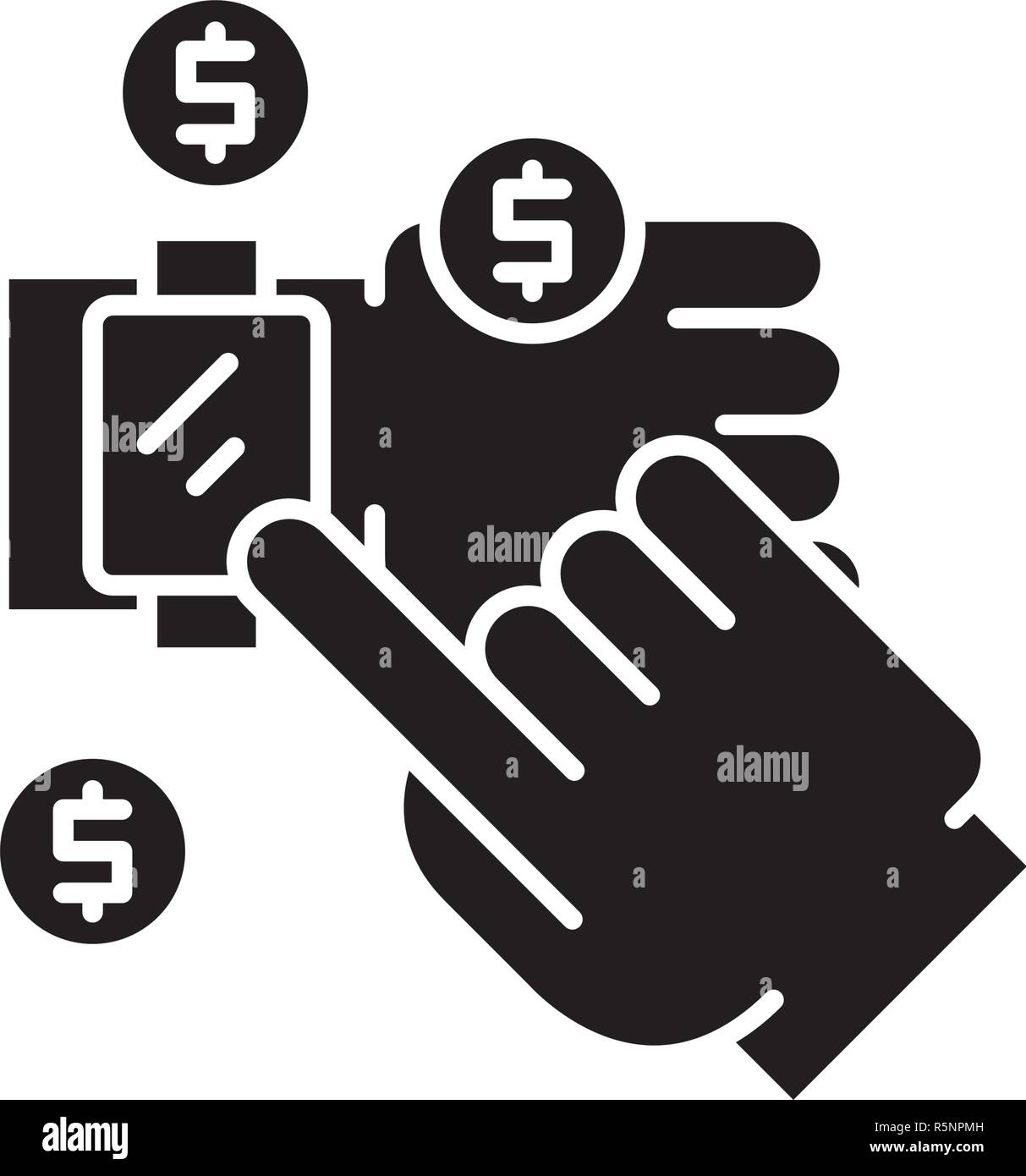 Mobile payments black icon, vector sign on isolated background. Mobile ...