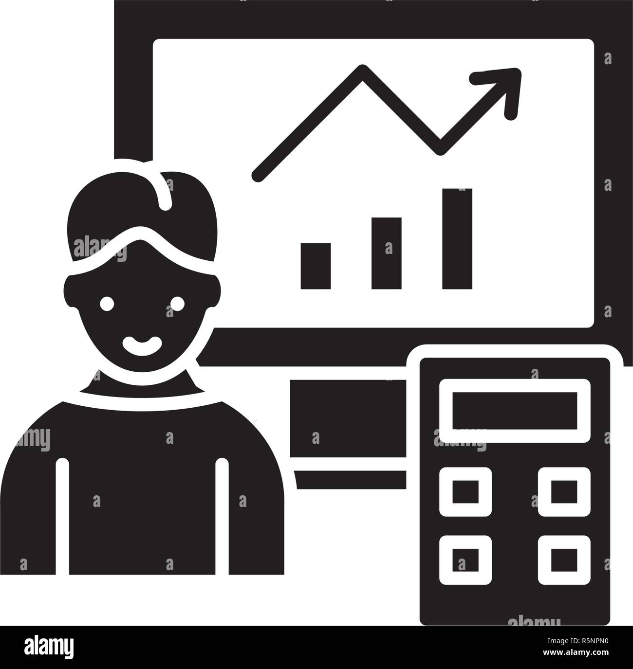 Data analysis system black icon, vector sign on isolated background ...