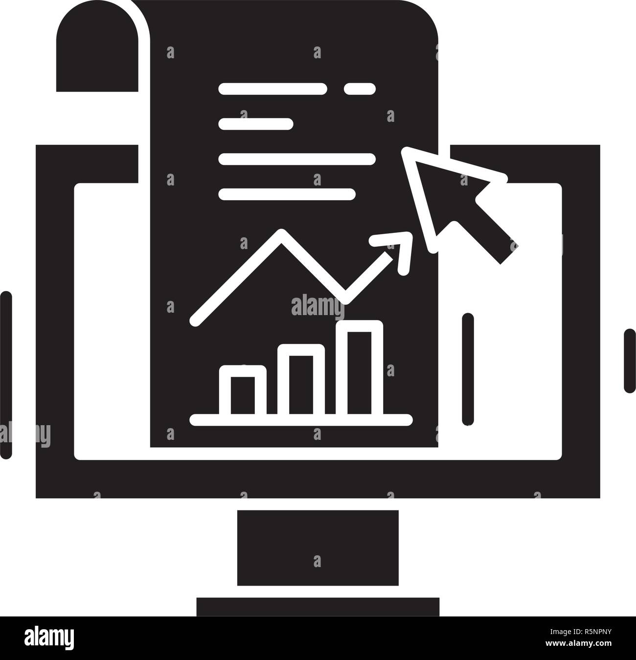 Sales statistics black icon, vector sign on isolated background. Sales ...