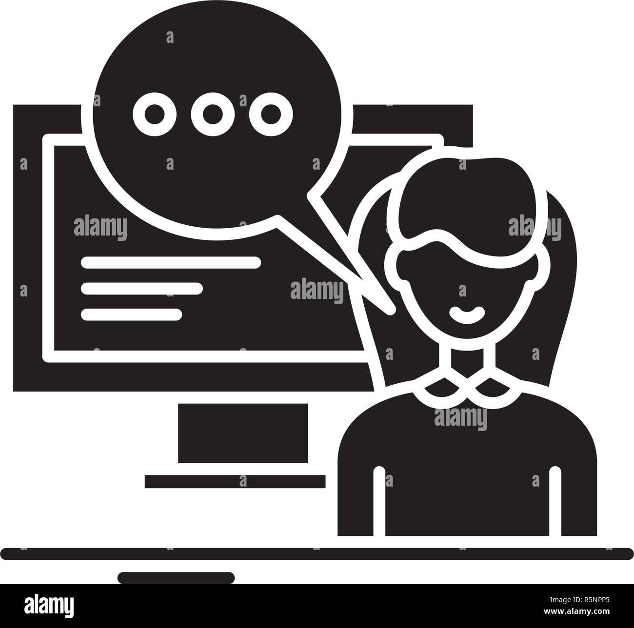 Online trainer black icon, vector sign on isolated background. Online ...