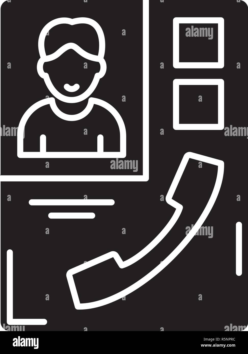 Contact book black icon, vector sign on isolated background. Contact ...