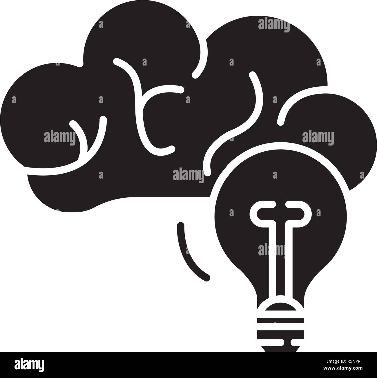 Creative thinking black icon, vector sign on isolated background ...