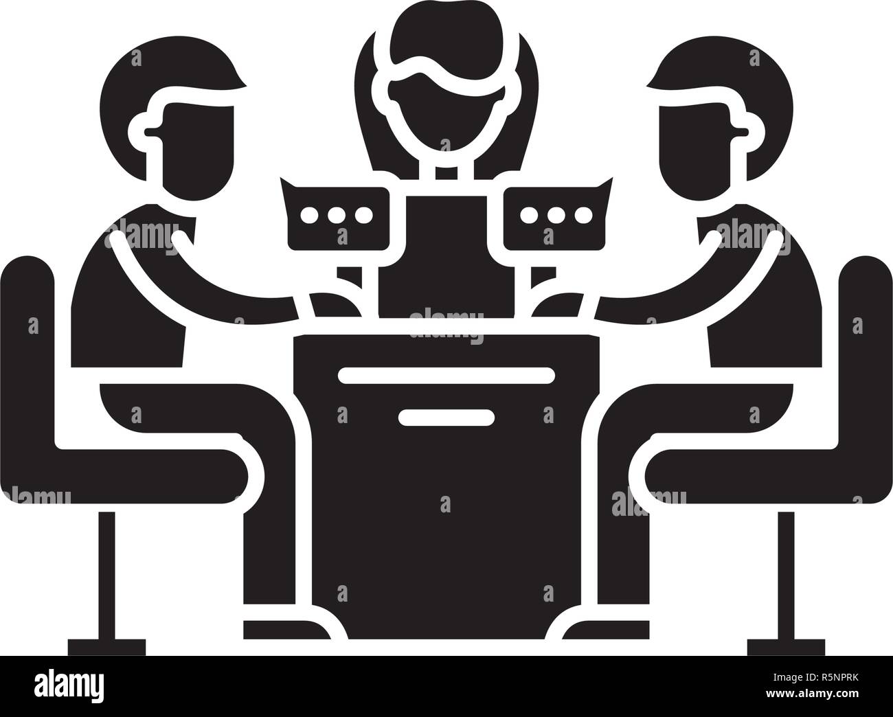 Business meeting black icon, vector sign on isolated background ...