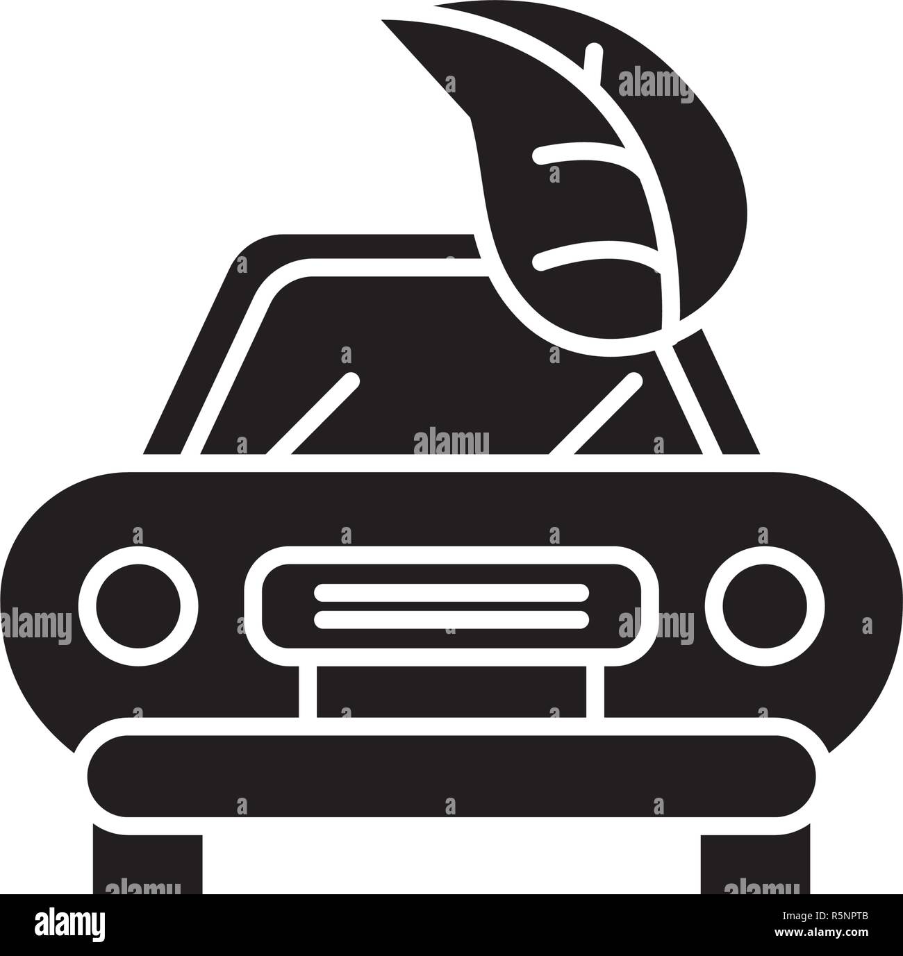 Retro car black icon, vector sign on isolated background. Retro car ...