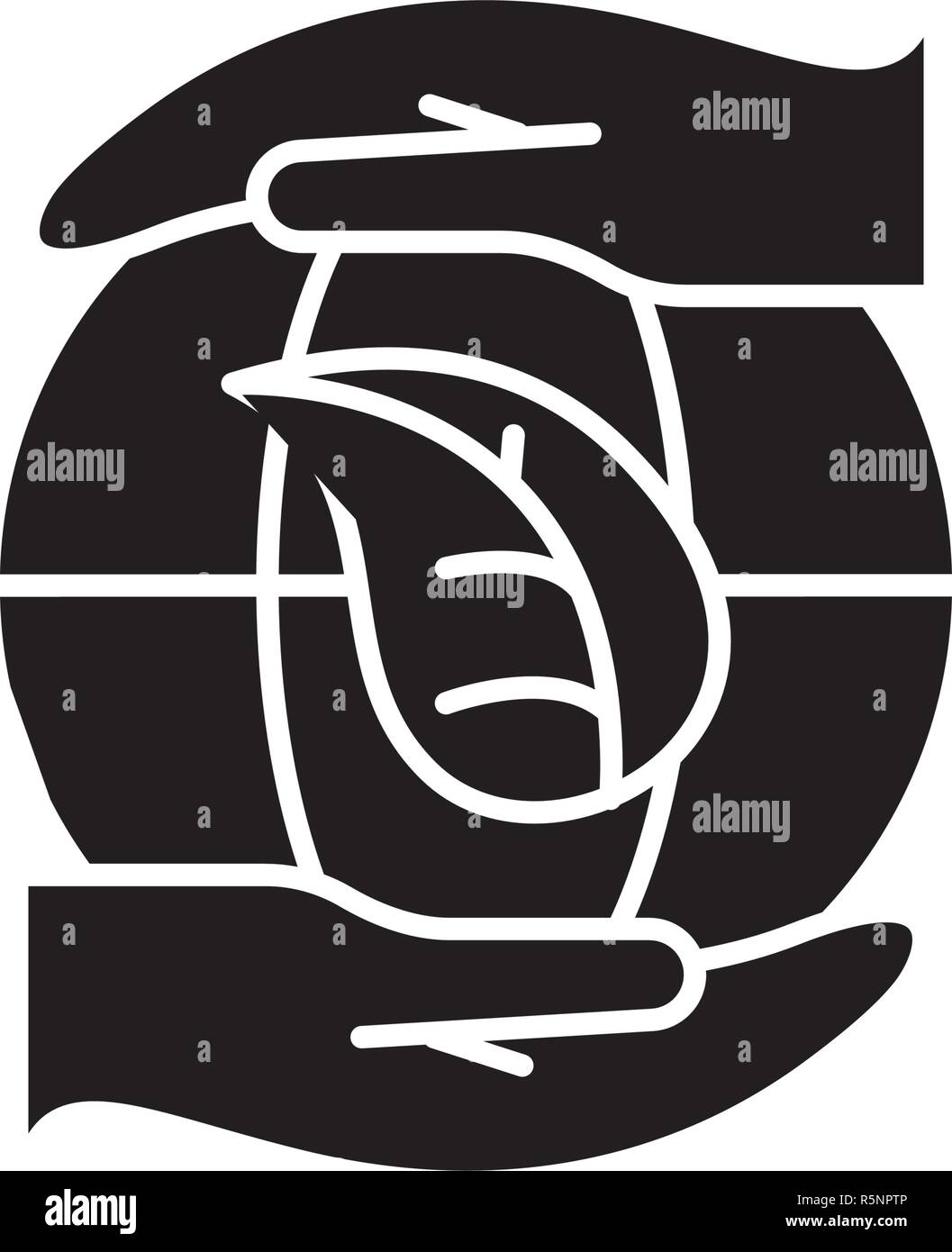Global energy saving technologies black icon, vector sign on isolated ...
