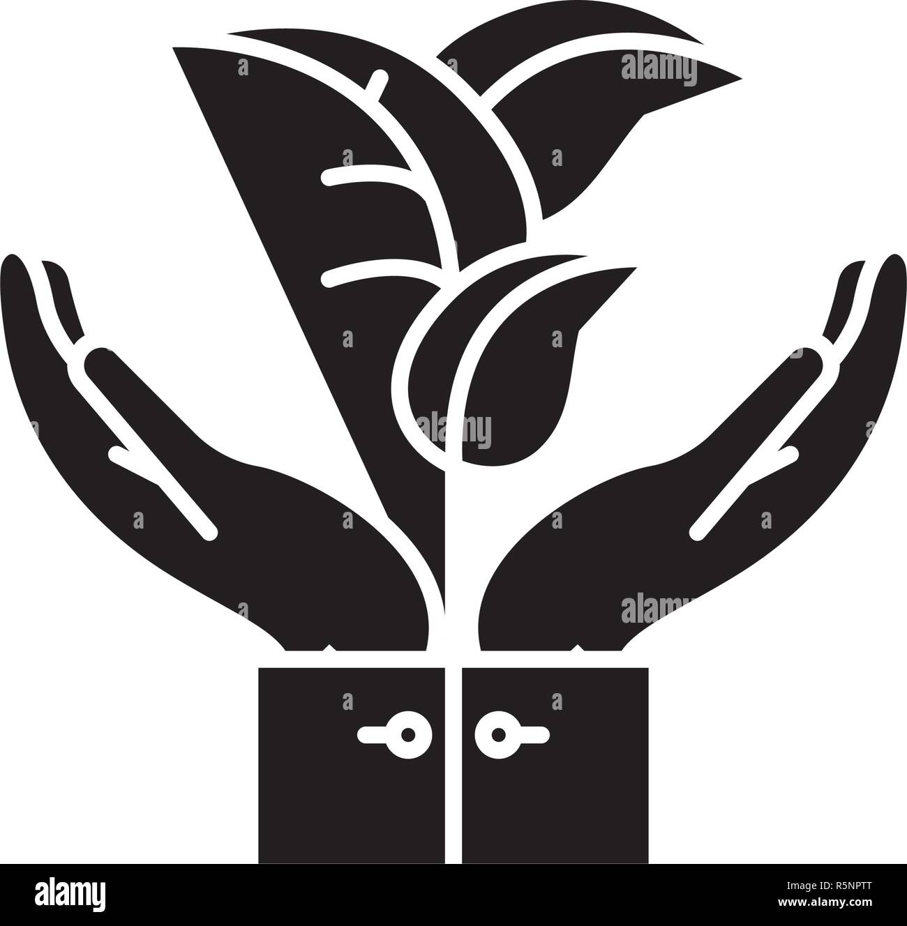 Flora support black icon, vector sign on isolated background. Flora ...