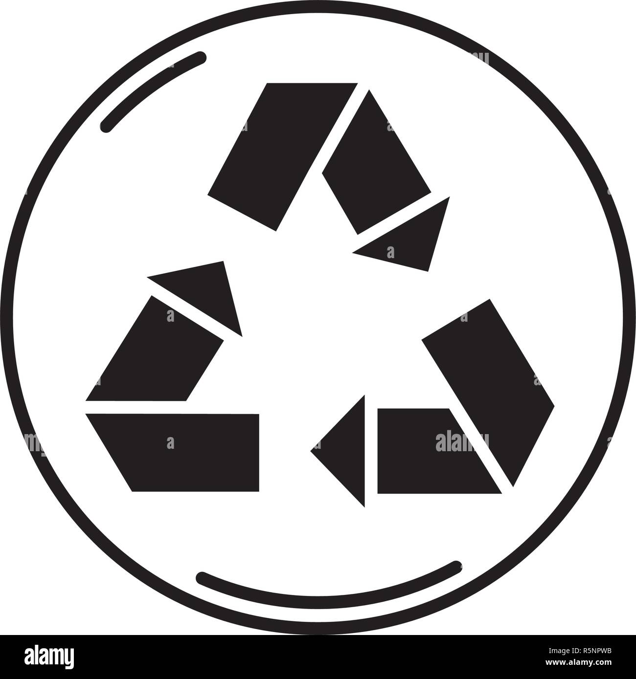 Recycling black icon, vector sign on isolated background. Recycling ...