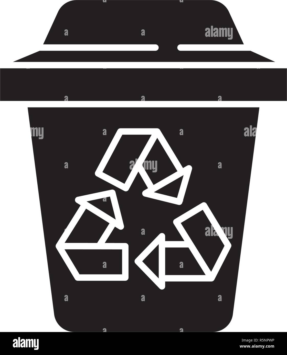 Garbage sorting black icon, vector sign on isolated background. Garbage ...