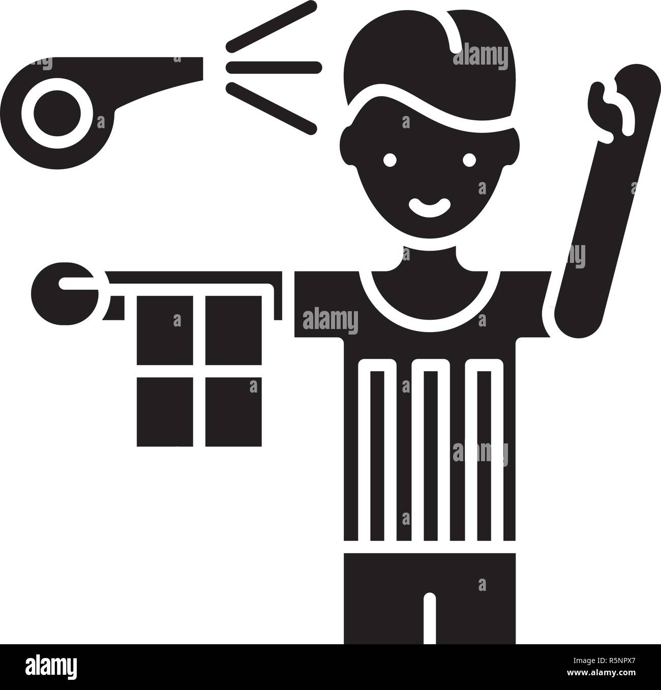 Referee black icon, vector sign on isolated background. Referee concept ...