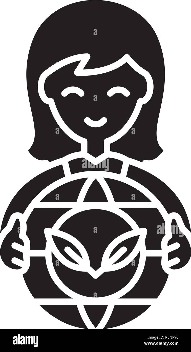 Gear wheel of the future black icon, vector sign on isolated background ...