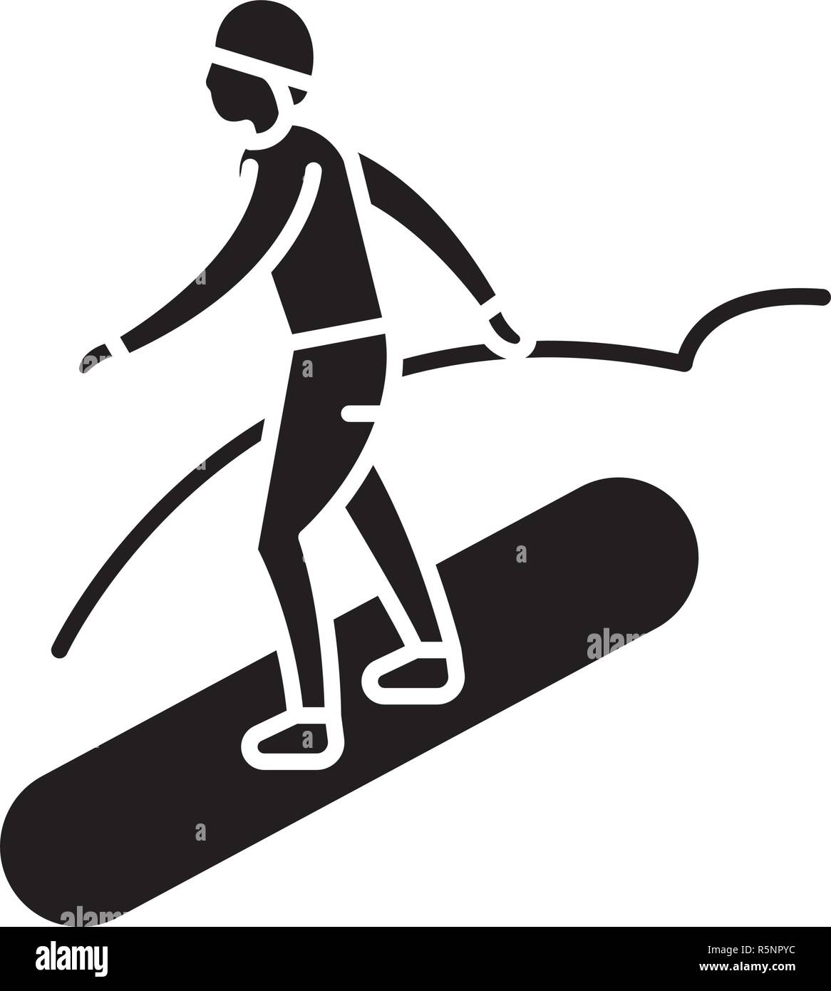 Snowboard black icon, vector sign on isolated background. Snowboard ...