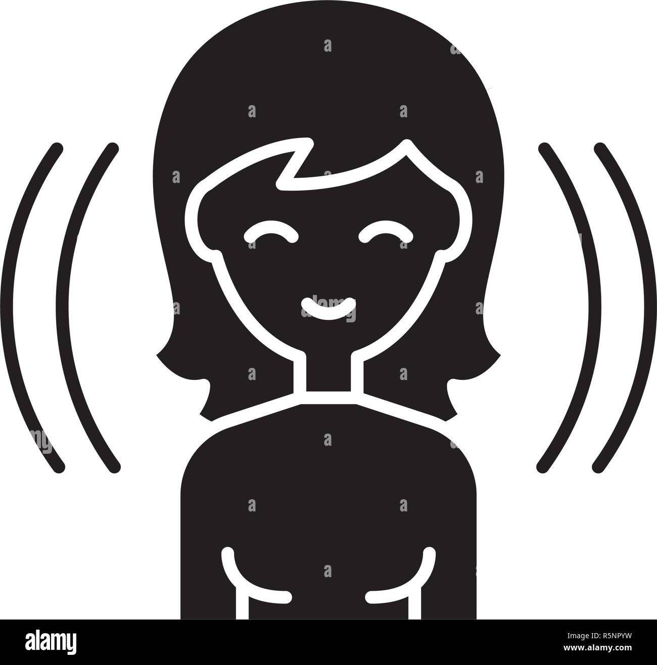 Female user black icon, vector sign on isolated background. Female user ...