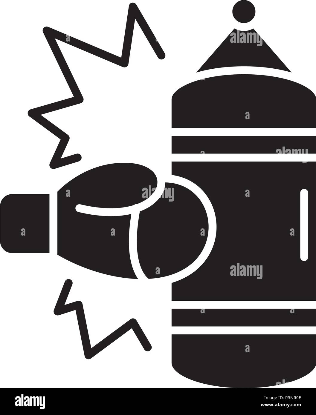 Boxing black icon, vector sign on isolated background. Boxing concept ...