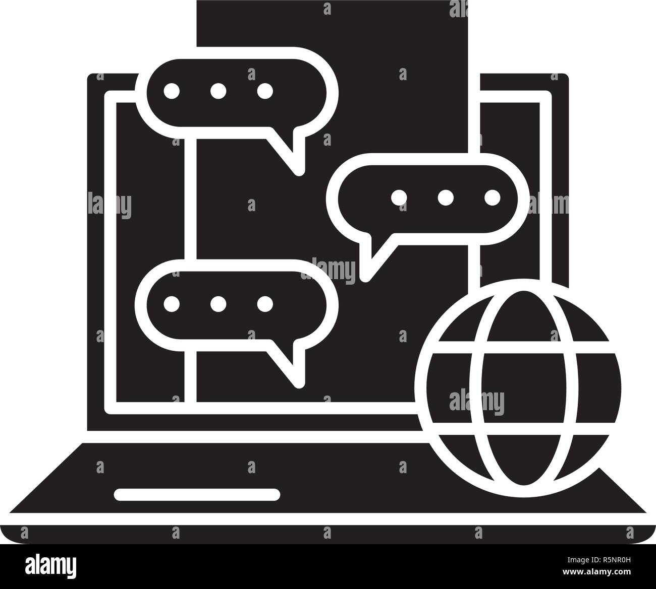 Chat messenger black icon, vector sign on isolated background. Chat ...