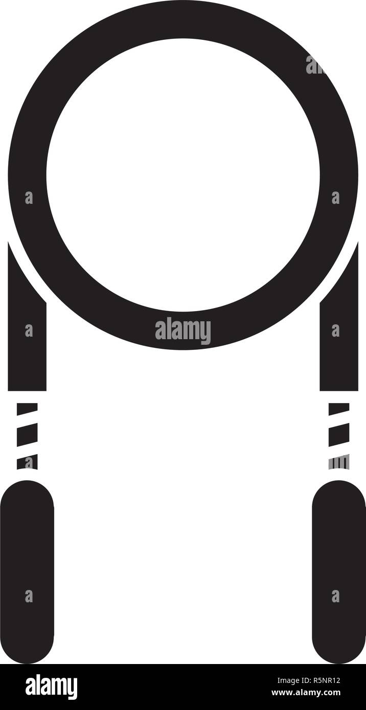 Jump rope black icon, vector sign on isolated background. Jump rope ...