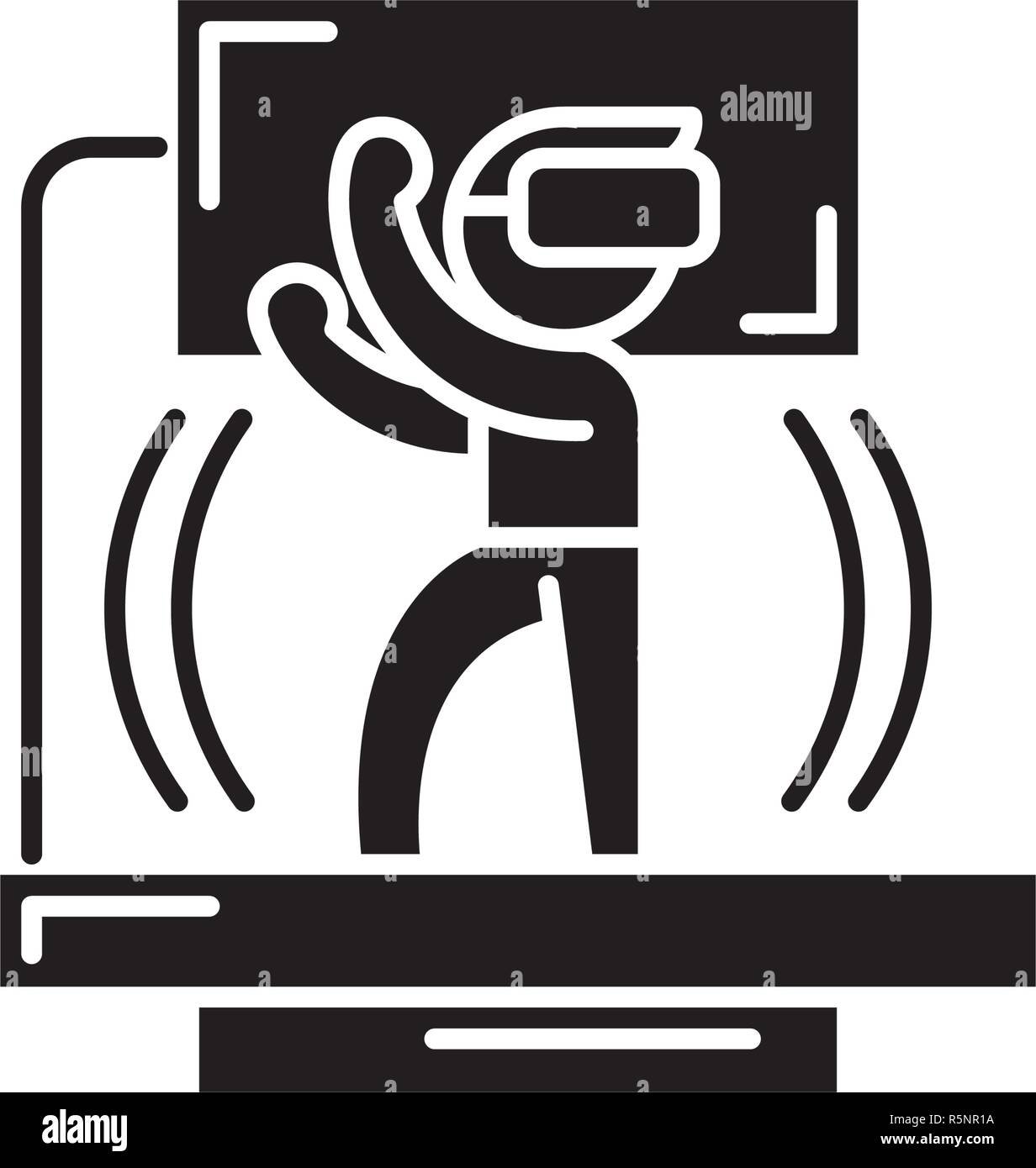 Virtual reality game black icon, vector sign on isolated background ...