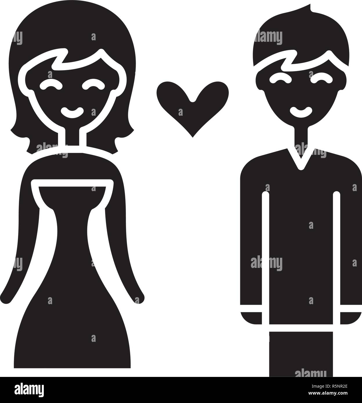 Love couple black icon, vector sign on isolated background. Love couple ...