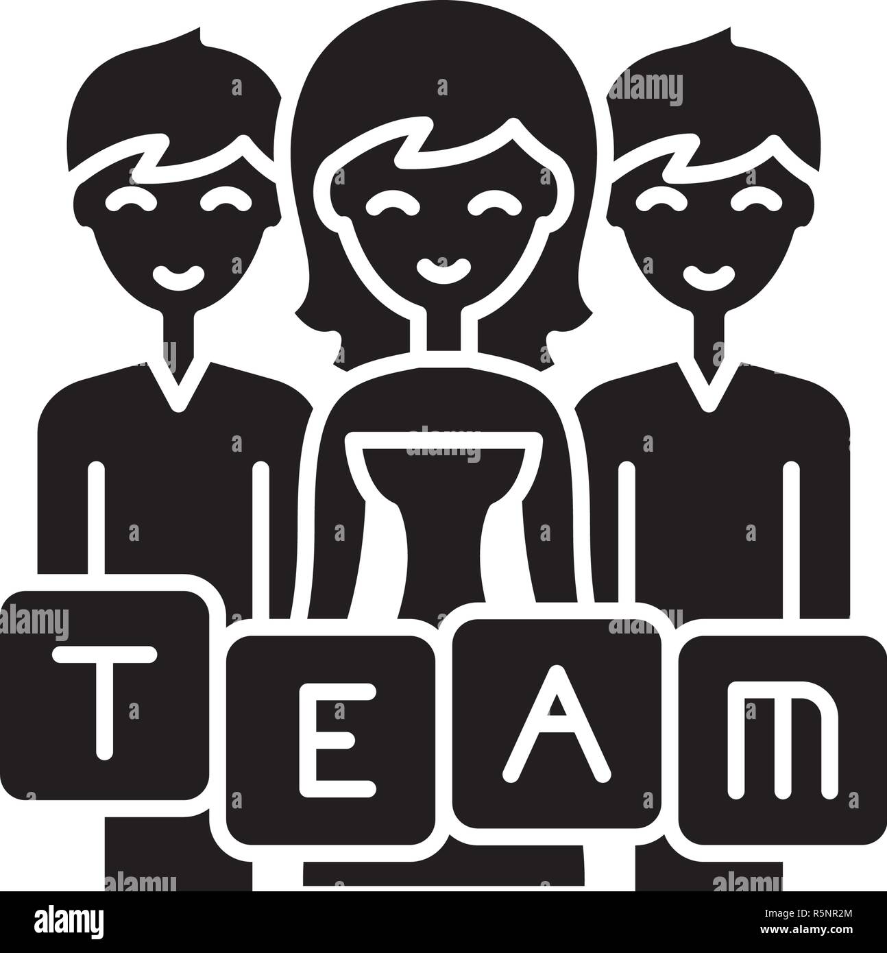 Business team black icon, vector sign on isolated background. Business ...