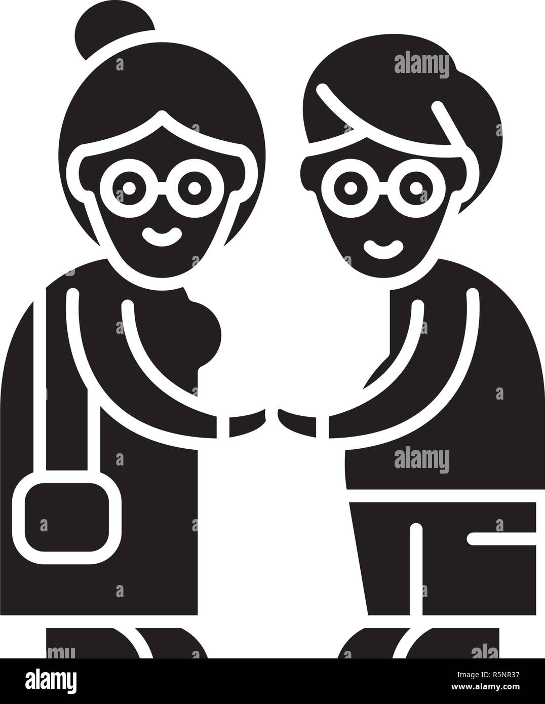 Pensioners black icon, vector sign on isolated background. Pensioners ...