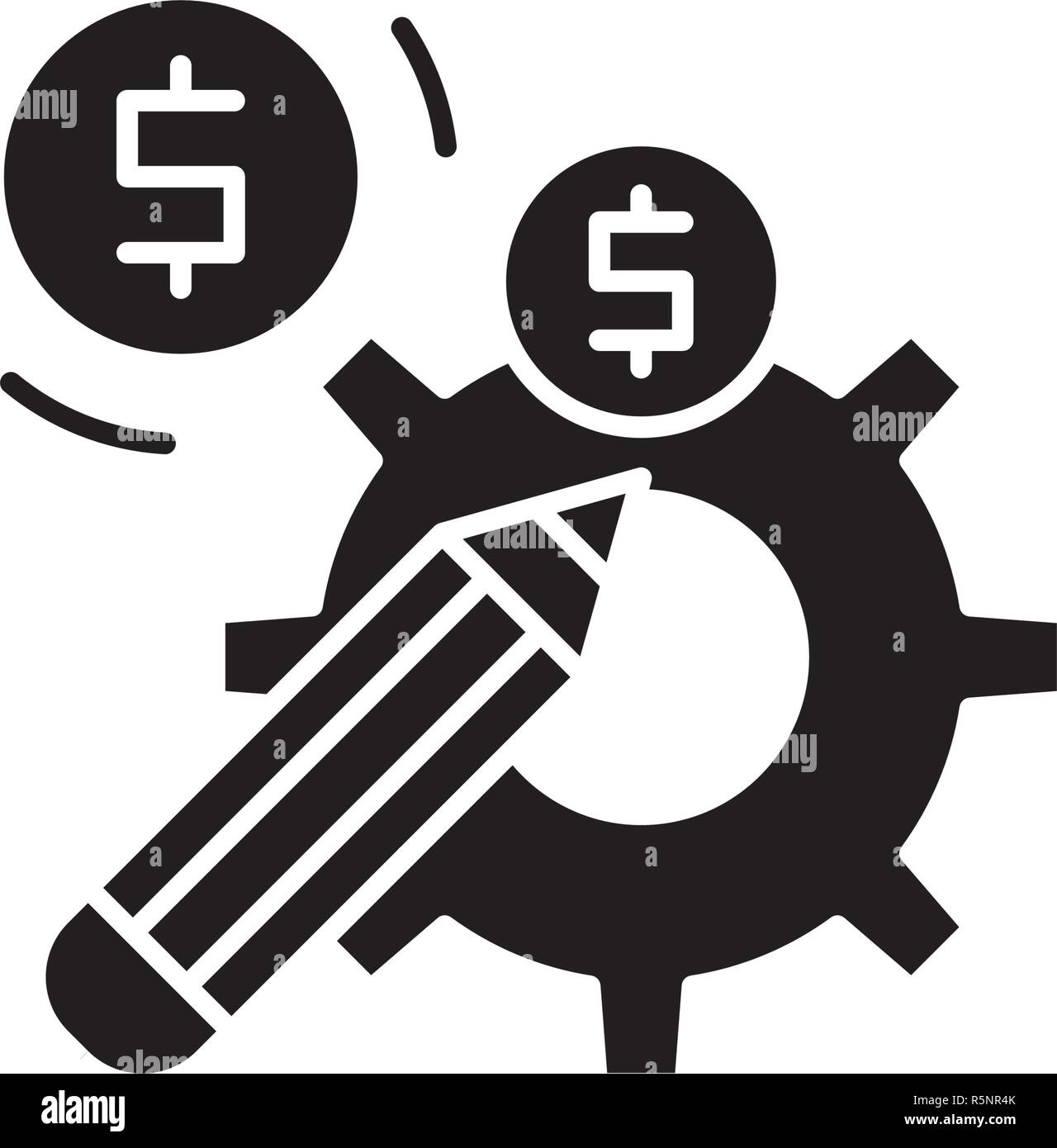 Profitable solution black icon, vector sign on isolated background ...