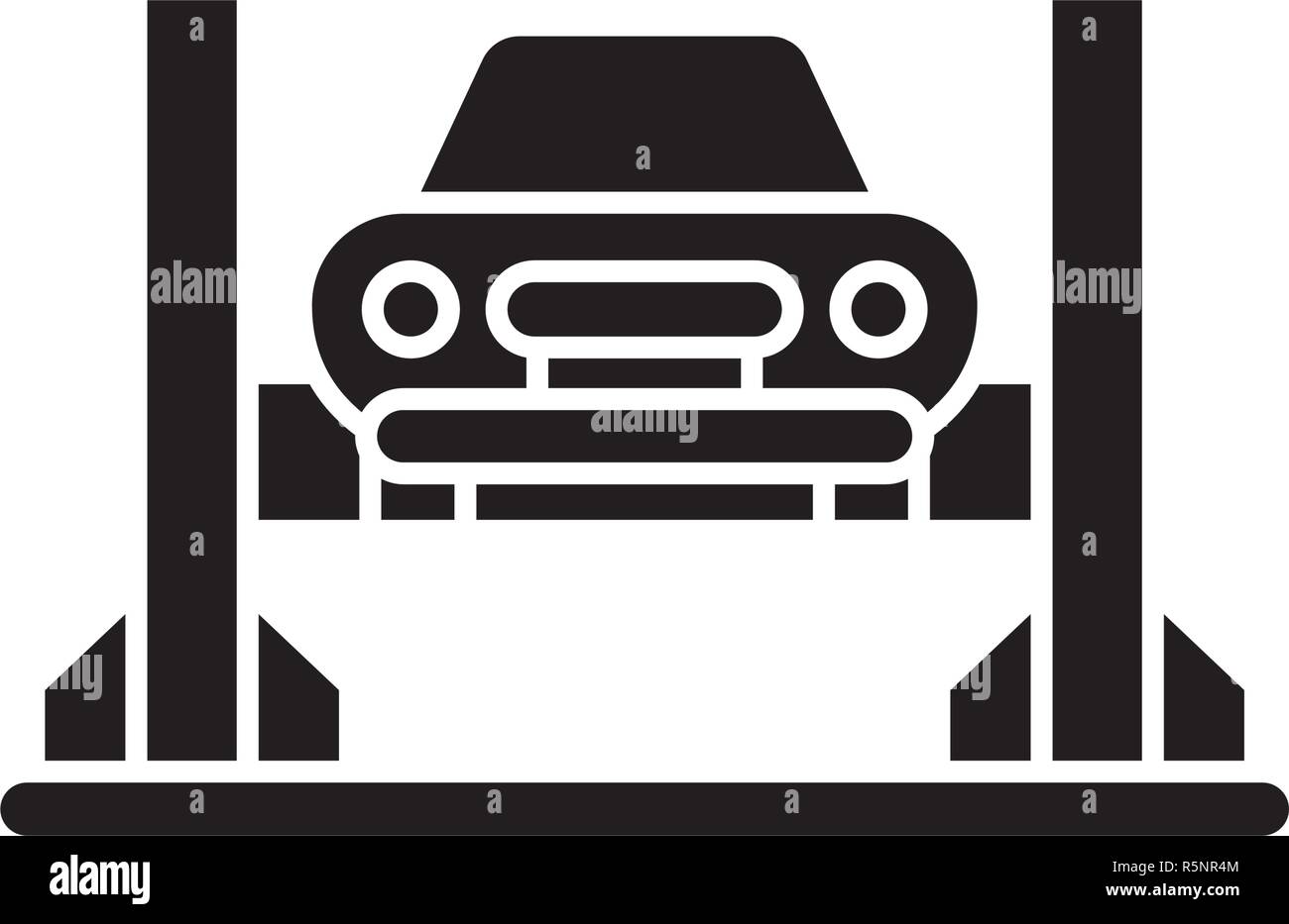 Car repair shop black icon, vector sign on isolated background. Car ...