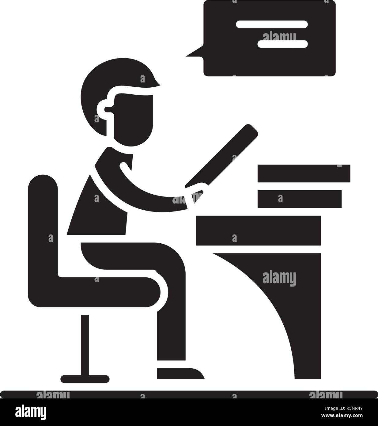 Reader black icon, vector sign on isolated background. Reader concept ...