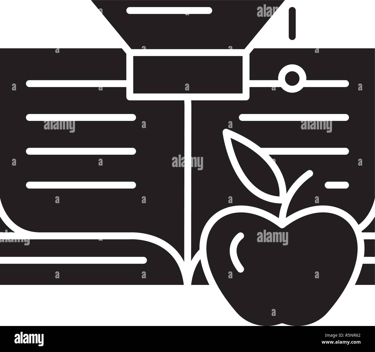 Knowledge learning black icon, vector sign on isolated background ...