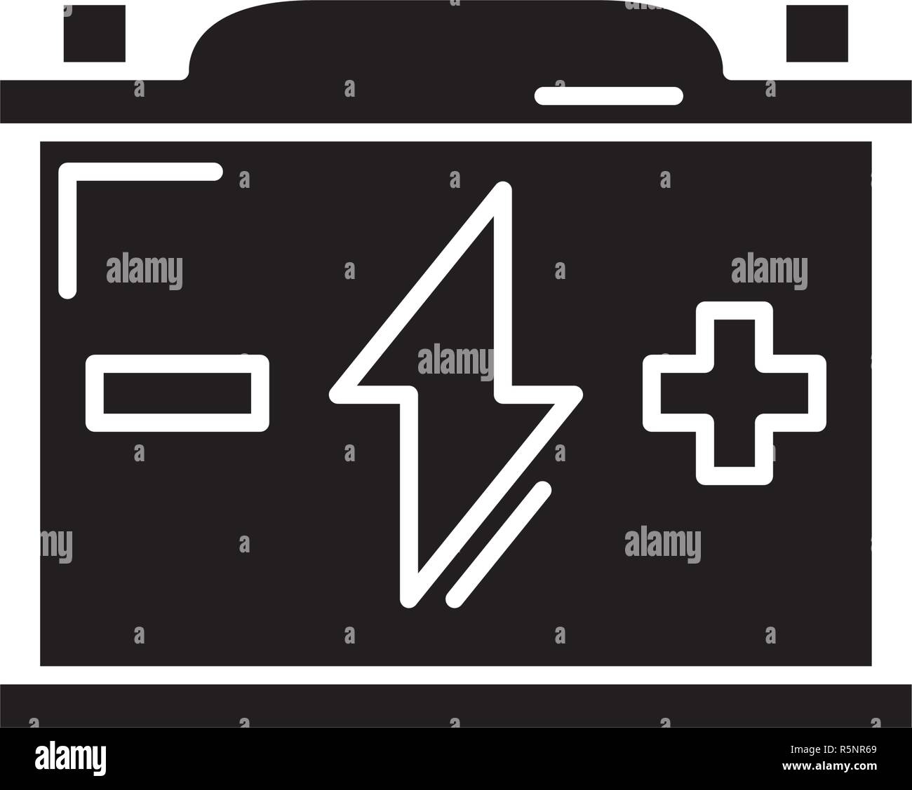 Battery black icon, vector sign on isolated background. Battery concept ...