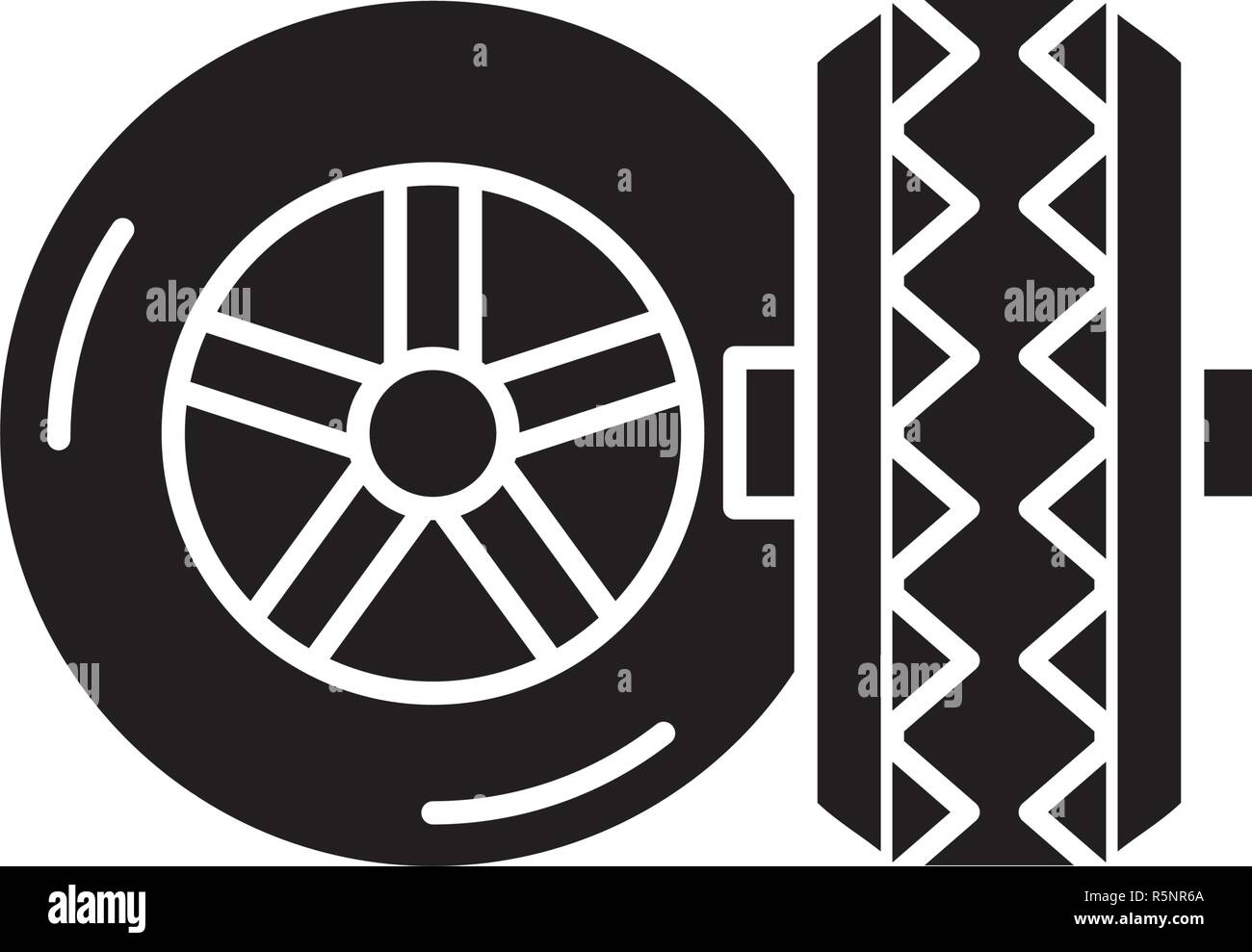 Tires black icon, vector sign on isolated background. Tires concept ...