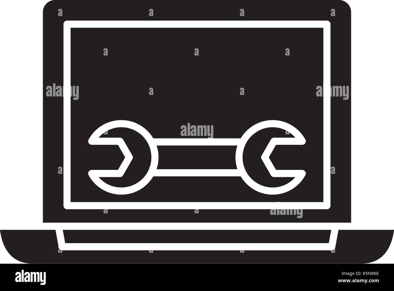 Computer service black icon, vector sign on isolated background ...